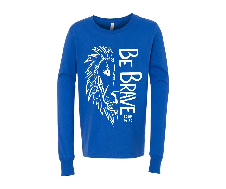 Youth Long Sleeve Be Brave Lion Tee – His Kids Company